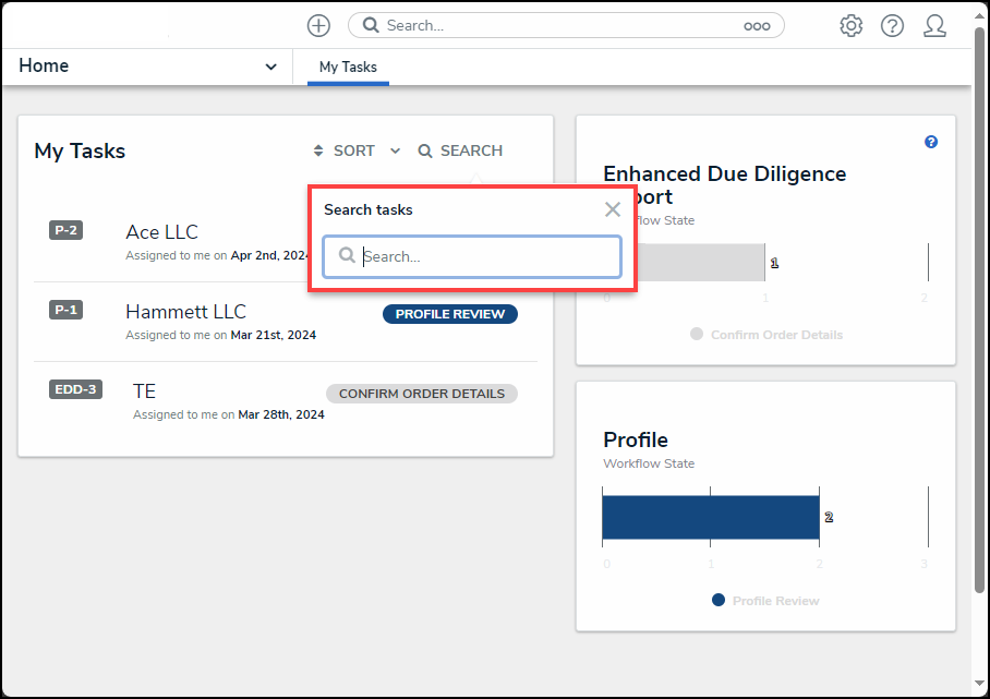 My Tasks/Workflow States Chart – Kroll Compliance Portal